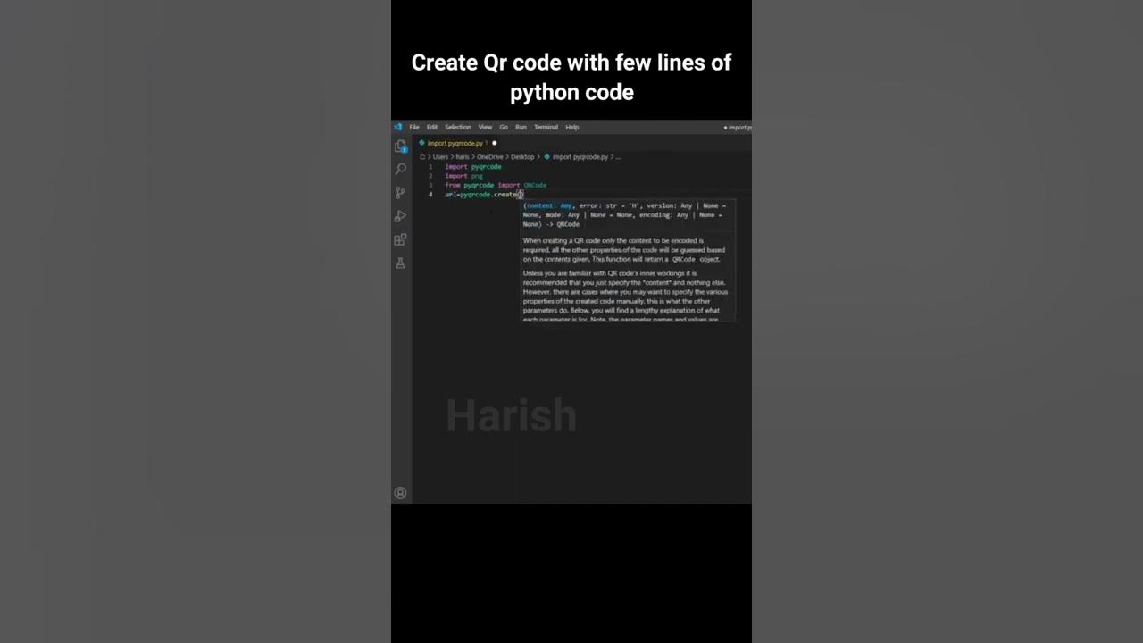 Create Qr Code Using Python Youtube