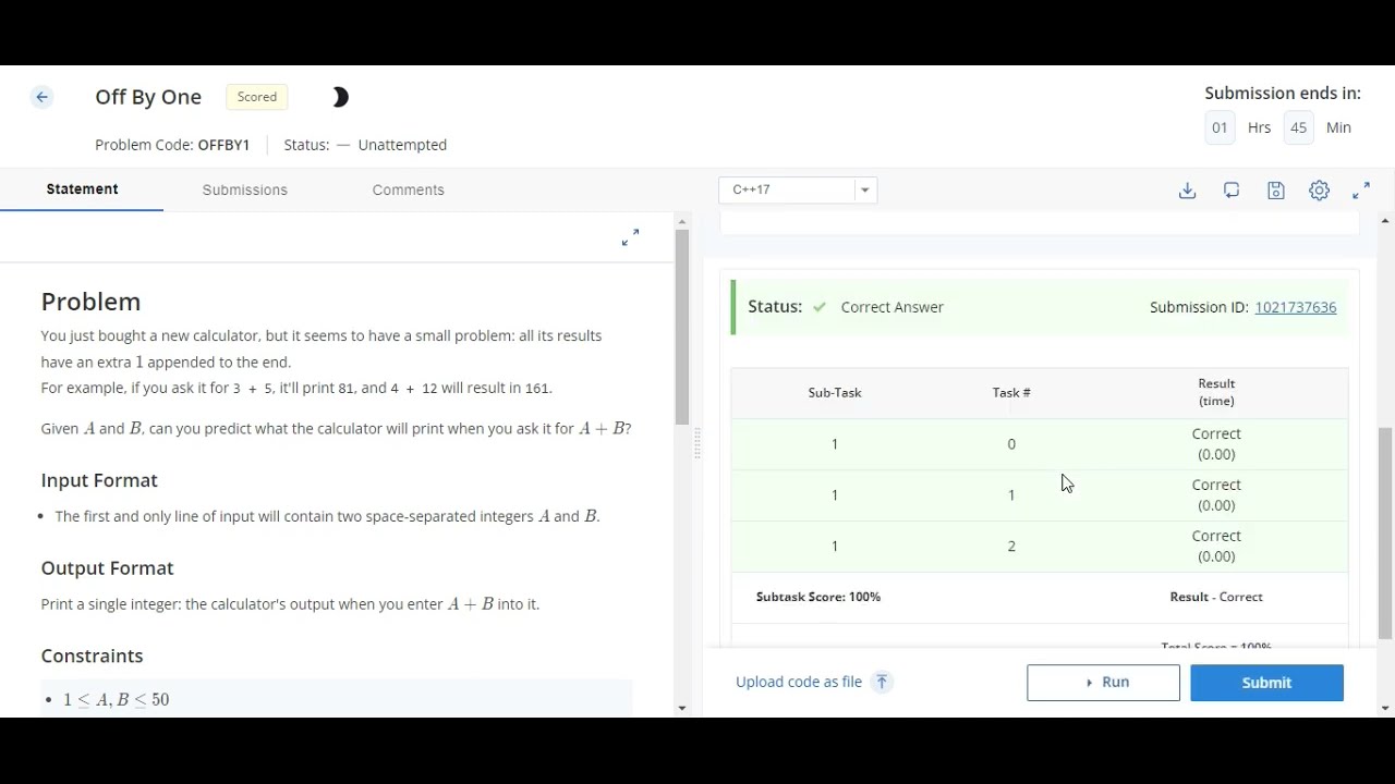 Off By One Codechef Solution Starter 101 Codechef Contest Youtube