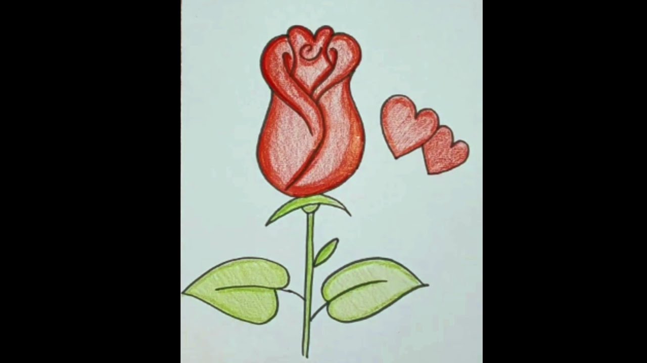 How To Draw Rose🌹 | Rose With Heart ️ | Easy To Draw For Beginners ...