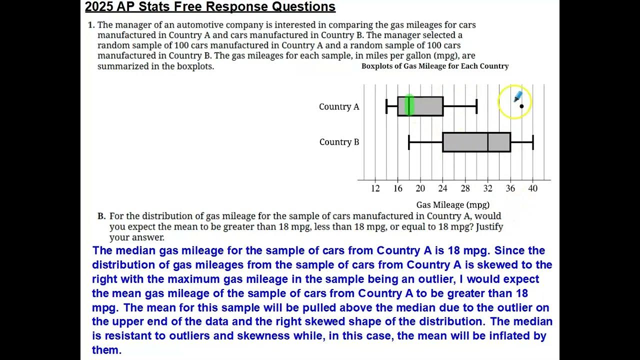 2025 AP Stats Free Response Question #1 - YouTube