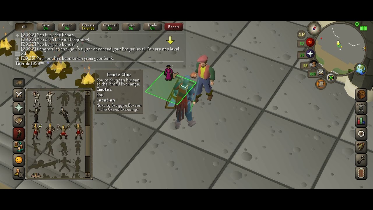 OSRS / Beginner Emote clue [ Bow to Brugsen Bursen At the grande ...