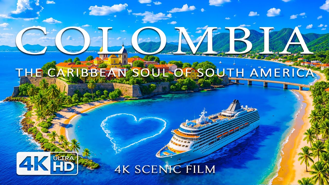 COLOMBIA 4K ULTRA HD 🇨🇴 Tropical Beach Paradise Aerial Views With Deep ...
