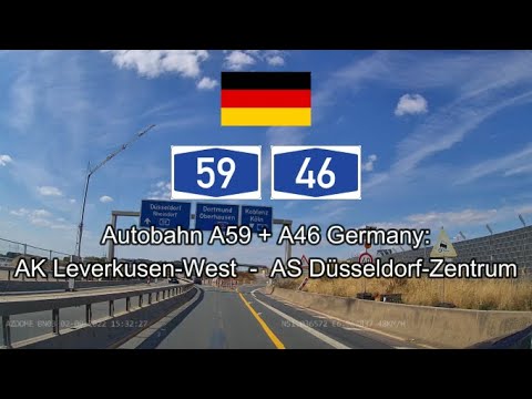 Germany Autobahn A59 + A46: AK Leverkusen-West - AS Düsseldorf-Zentrum ...