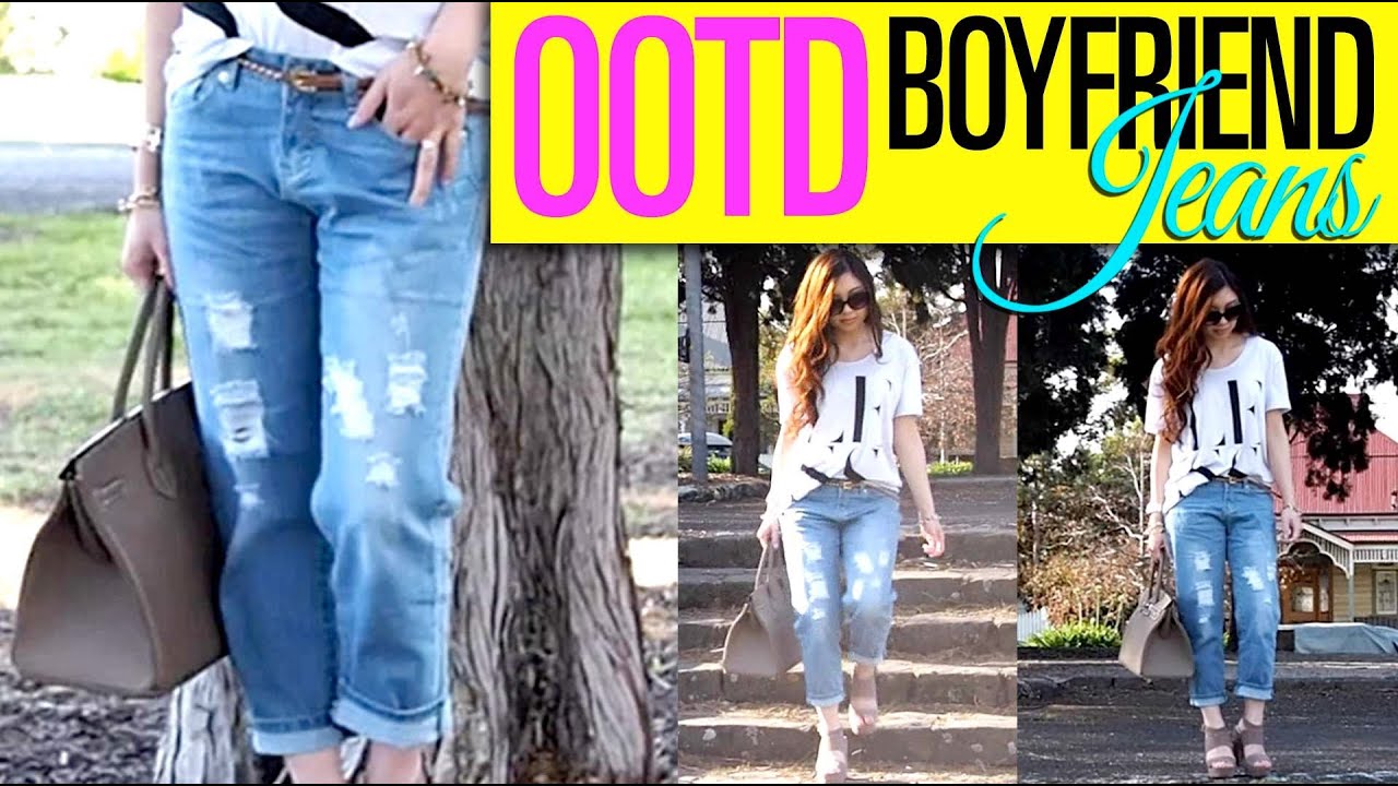 OOTD - Boyfriend Jeans featuring Baginc.com - YouTube