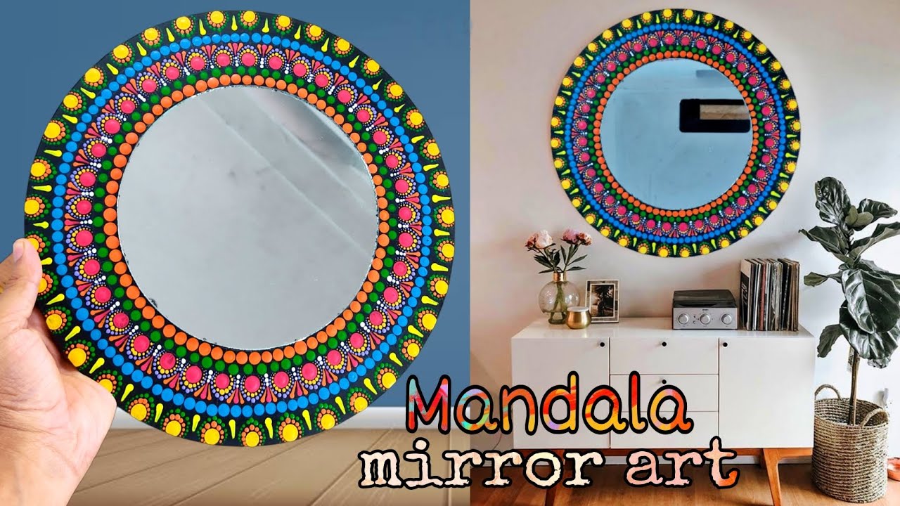 Mandala Mirror art | Mandala art for beginners| Dot mandala with mirror ...