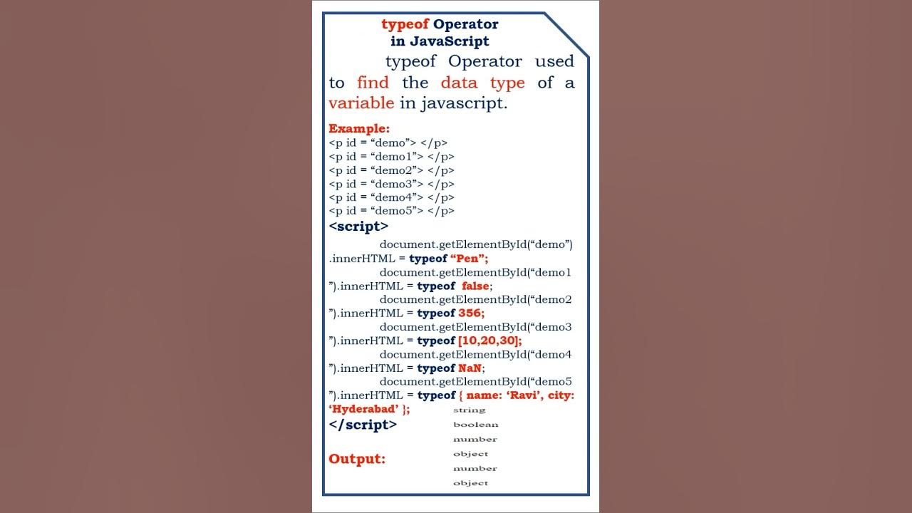 Type Of Operator In Javascript Coding Class Aspnet Programminglanguage Developer Education