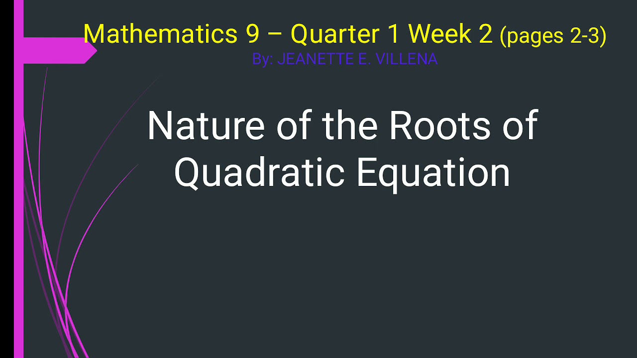 Nature of the Roots of Quadratic Equation - YouTube