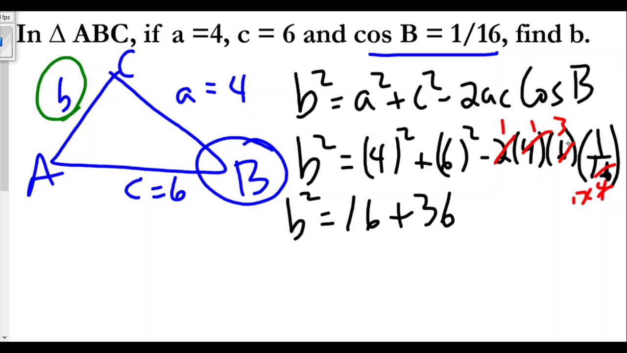 Law of Cosines Part 1 Finding Sides - YouTube