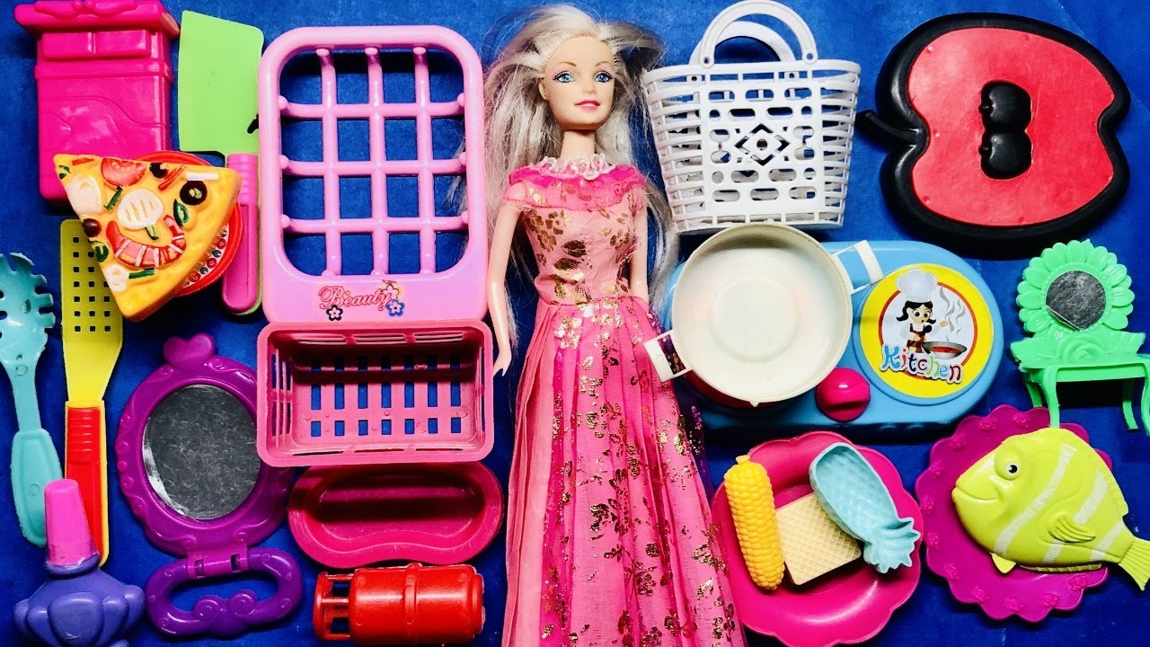 Miniature kitchen cooking food toy || barbie doll kitchen cooking food ...