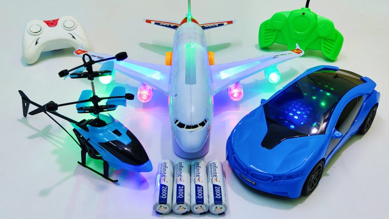 3D Lights Airplane A38O & 3D Lights Rc Car & Radio Control Helicopter ...