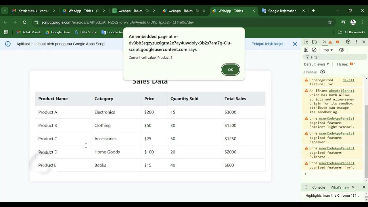 Apps Script - WebApp Tables Part 1 | Show Value of Clicked Cell - YouTube