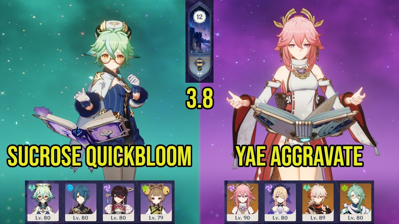 (F2P) C6 SUCROSE Quickbloom & C0 YAE Aggravate | 3.8 Spiral Abyss Floor ...