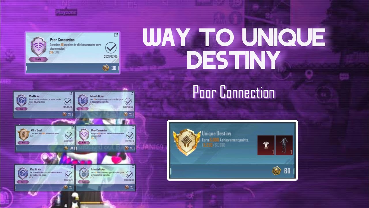 Unique Destiny achievement | Poor Connection | PUBG/BGMI - YouTube