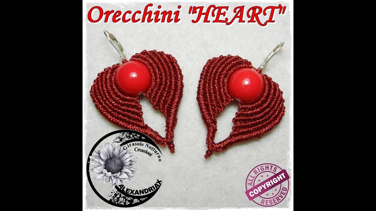 DIY TUTORIAL Earrings HEART Micro Macramè - YouTube
