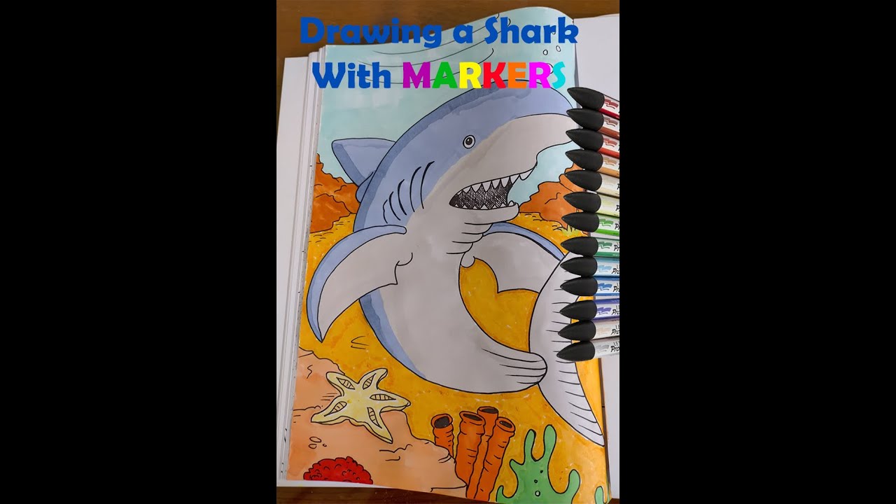 Drawing a Shark with MARKERS - YouTube