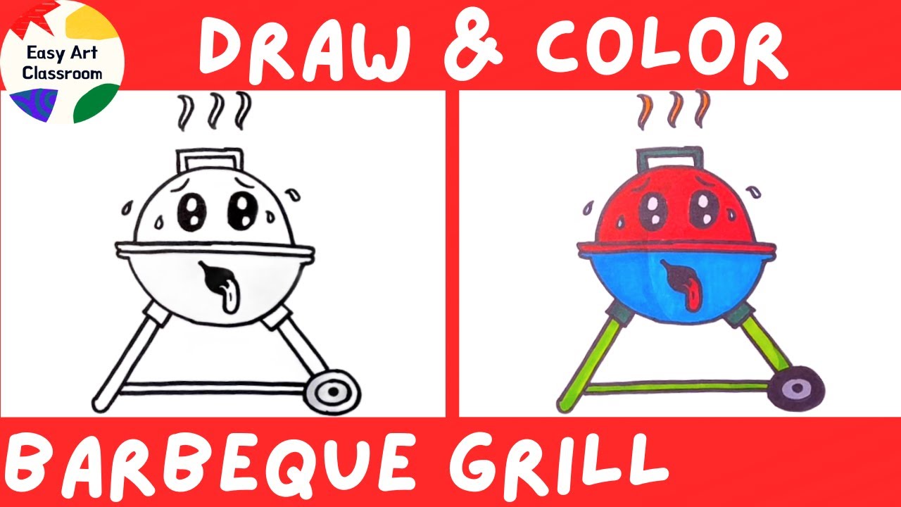How to draw a BARBEQUE GRILL easy - YouTube