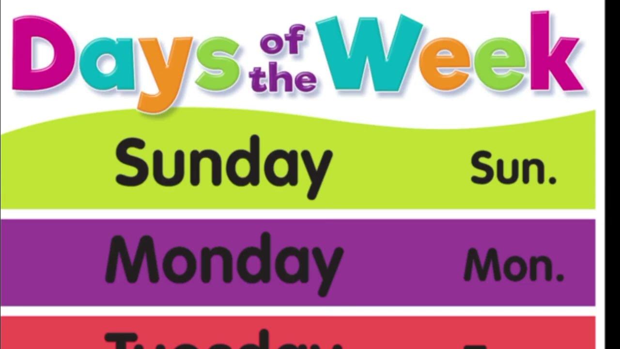 Days of the week |Sunday Monday|days of the week song for kids - YouTube