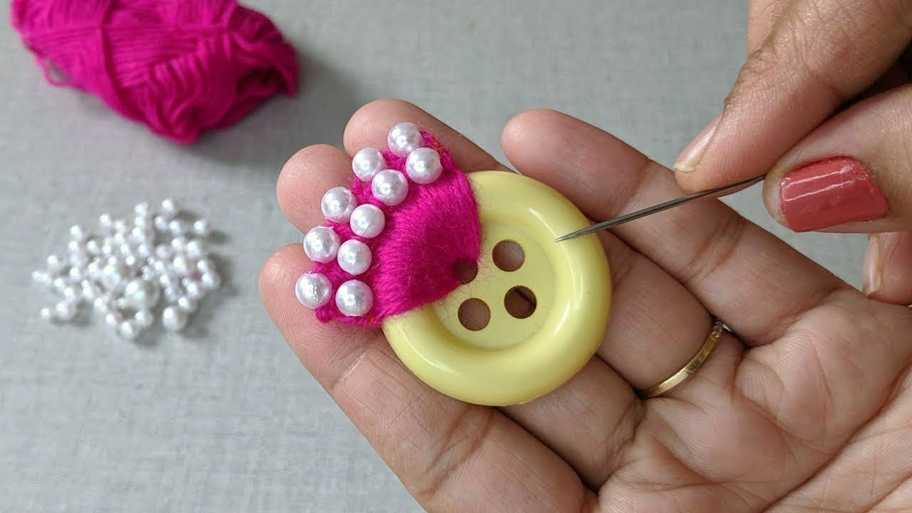 Amazing Hand Embroidery Button Flower design idea. Super Easy Hand ...