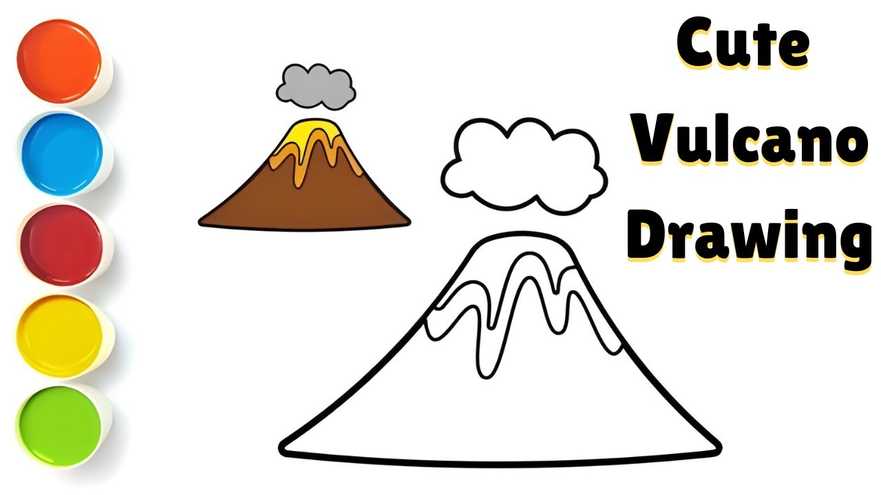How to Draw a Cute Volcano 🌋 | Easy Volcano Drawing for Kids with Fun ...
