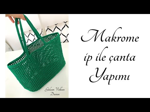 Makrome İpten Örgü  File Plaj Çanta Yapımı - Part 1