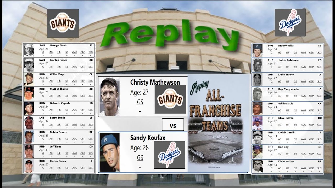 PC Replay Baseball All Franchise Giants vs Dodgers Game 1 - YouTube