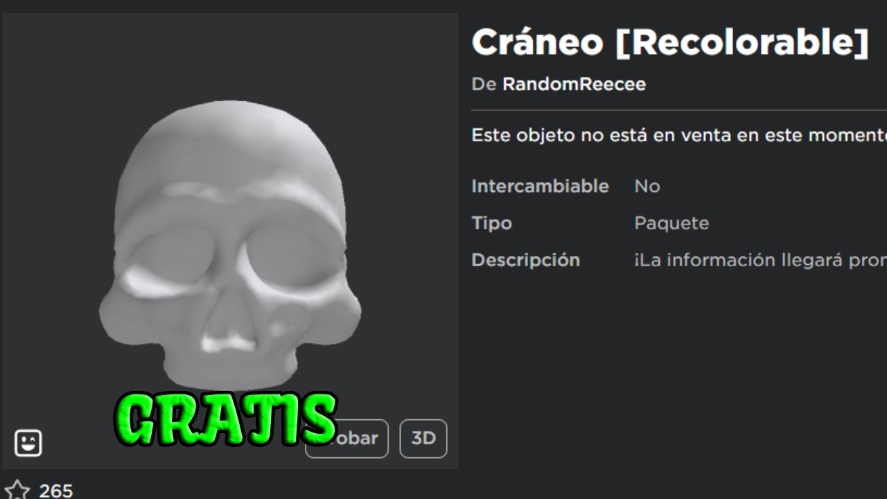 Rapido consigue craneo gratis en roblox *por timepo limitado - YouTube