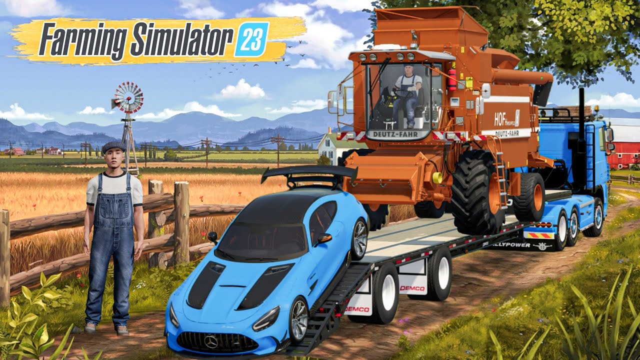 Car & Harvester Transport With Transportation Truck In Fs23 | Fs23 Full ...