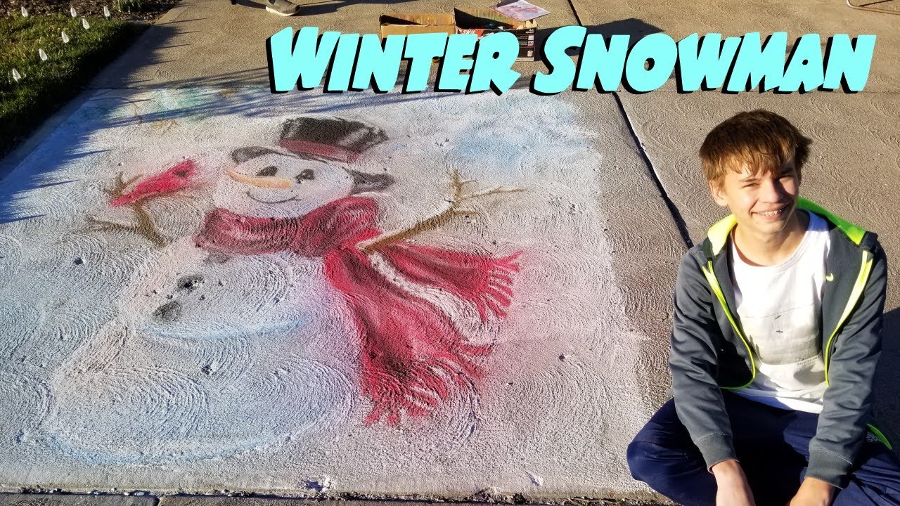 TIME LAPSE CHALK ART: Winter Snowman - YouTube