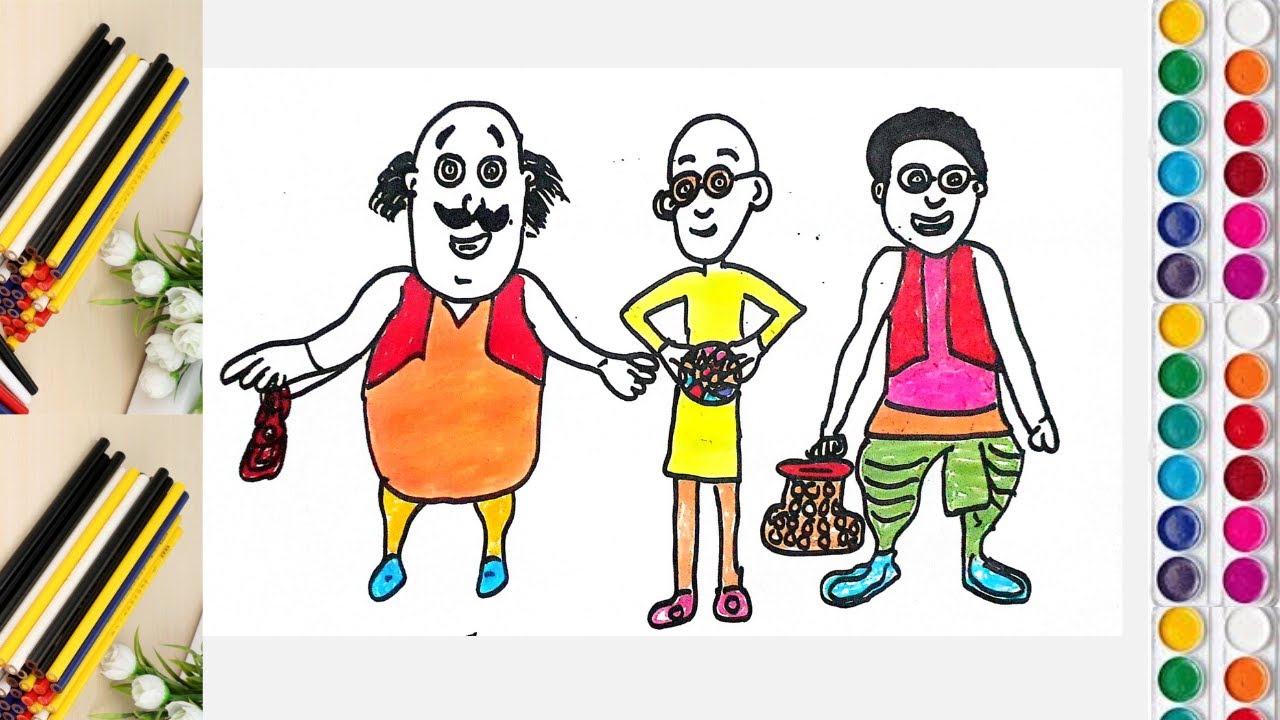 Drawing Motu Patlu and Ghasitaram ||Easy Art Motu Patlu And Ghasitaram ...