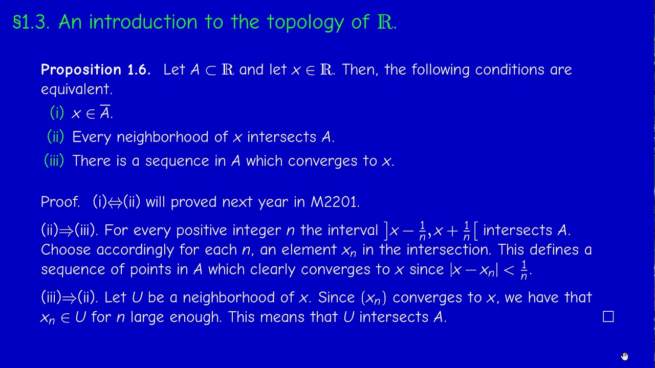 M1106 - Analysis IV - Section 1.3 Topology of R - Part 3 Convergent ...