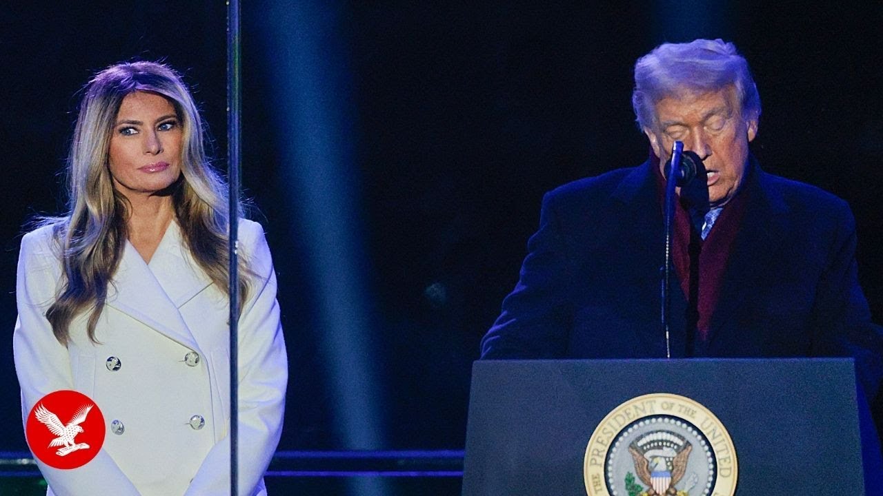 Trump appears to reference his notes as he counts down from five to one ...