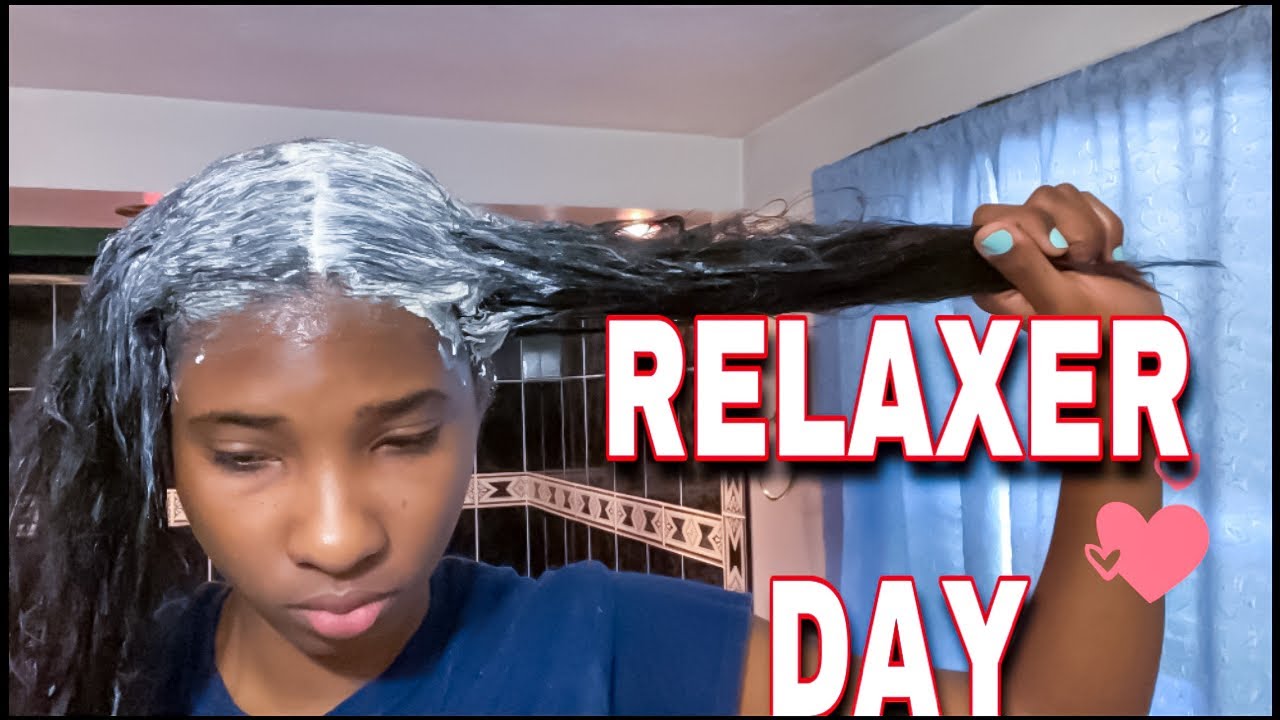 Relaxer Day Routine How I Relaxed My Hair At Home Youtube