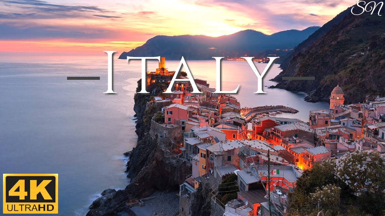 FLY AROUND ITALY (4K UHD) Soothing Music Along With Beautiful Nature ...