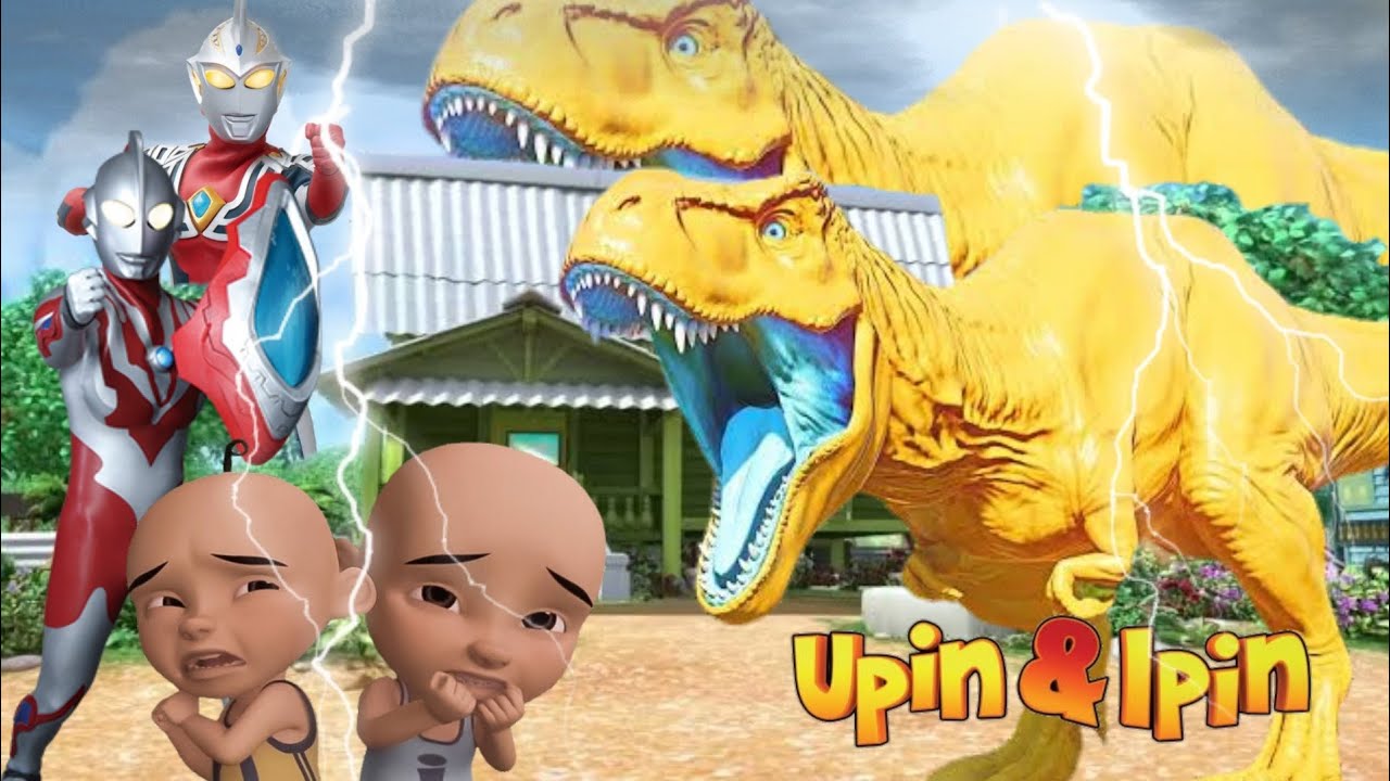 Upin Ipin Takut Ada Tirex Dinosaurus Kuning Kembar Kuat dan Besar ...