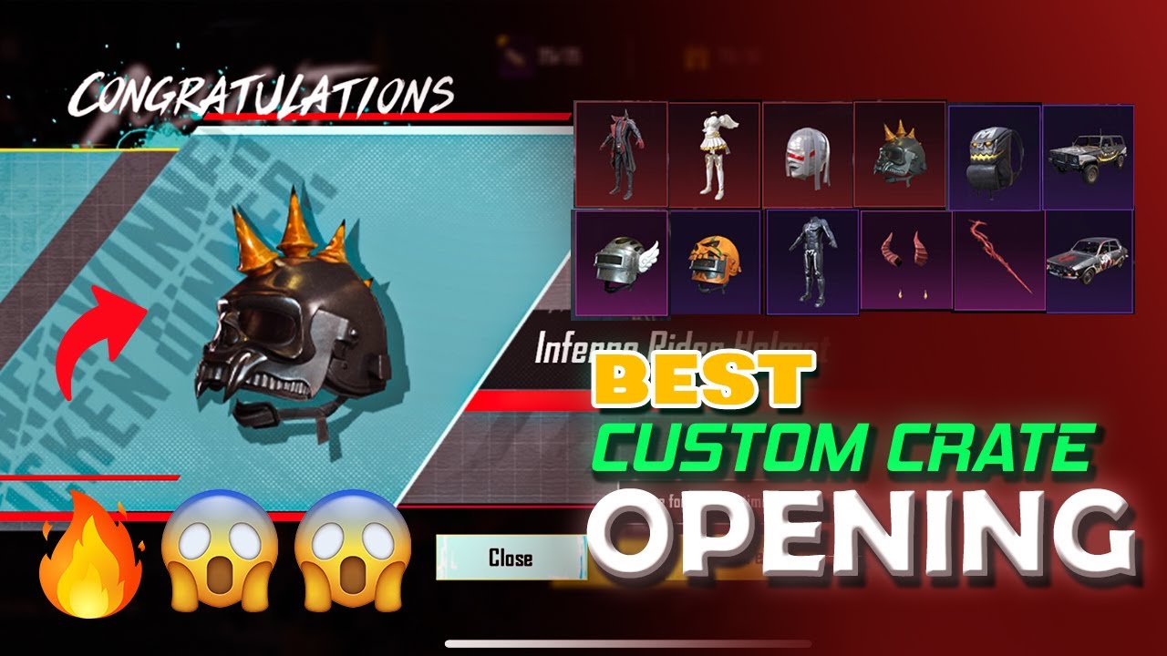 😱GOT INFERNO RIDER HELMET | BEST CUSTOM CRATE OPENING PUBG MOBILE 🔥🔥😱 ...