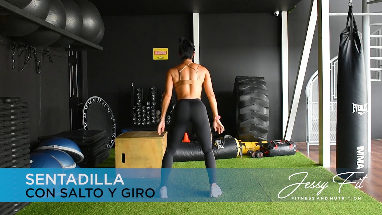 Sentadilla con salto y giro - YouTube
