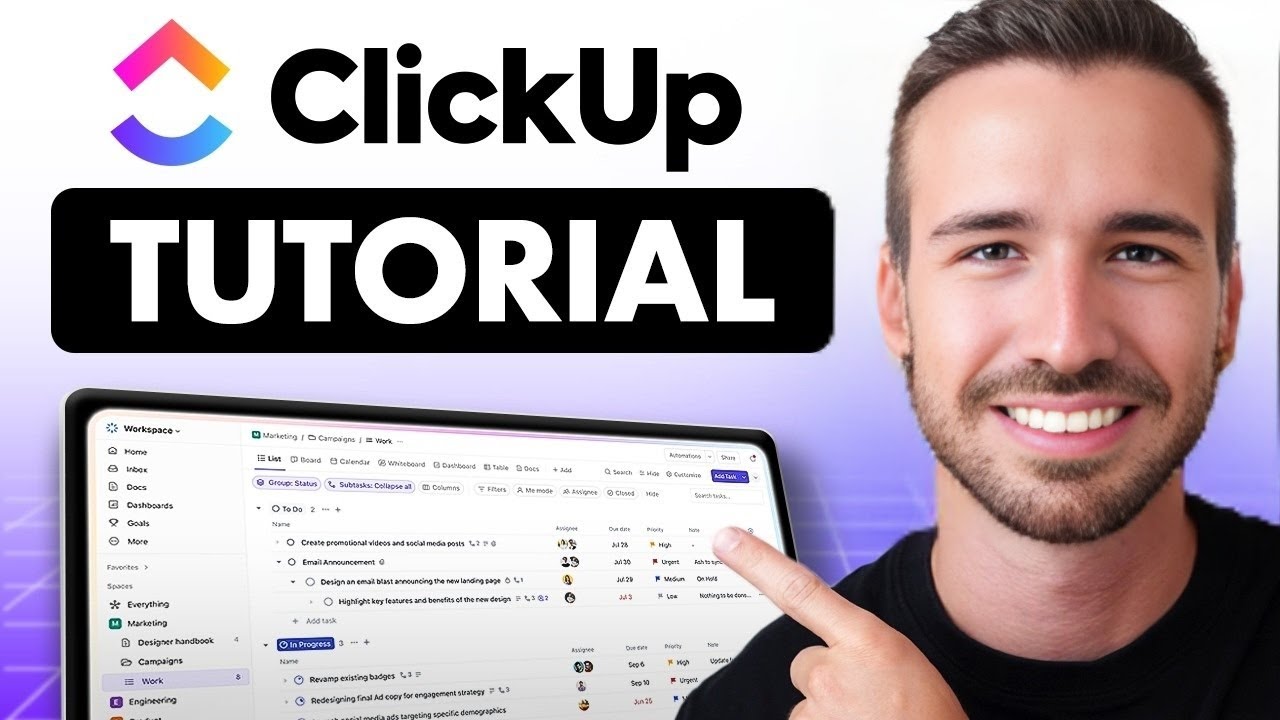 ClickUp.com Tutorial 2025 : Essential Features for New Users - YouTube