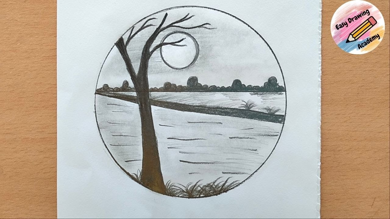 How to draw a tree in a circle easily || #Easy_Drawing_Academy - YouTube