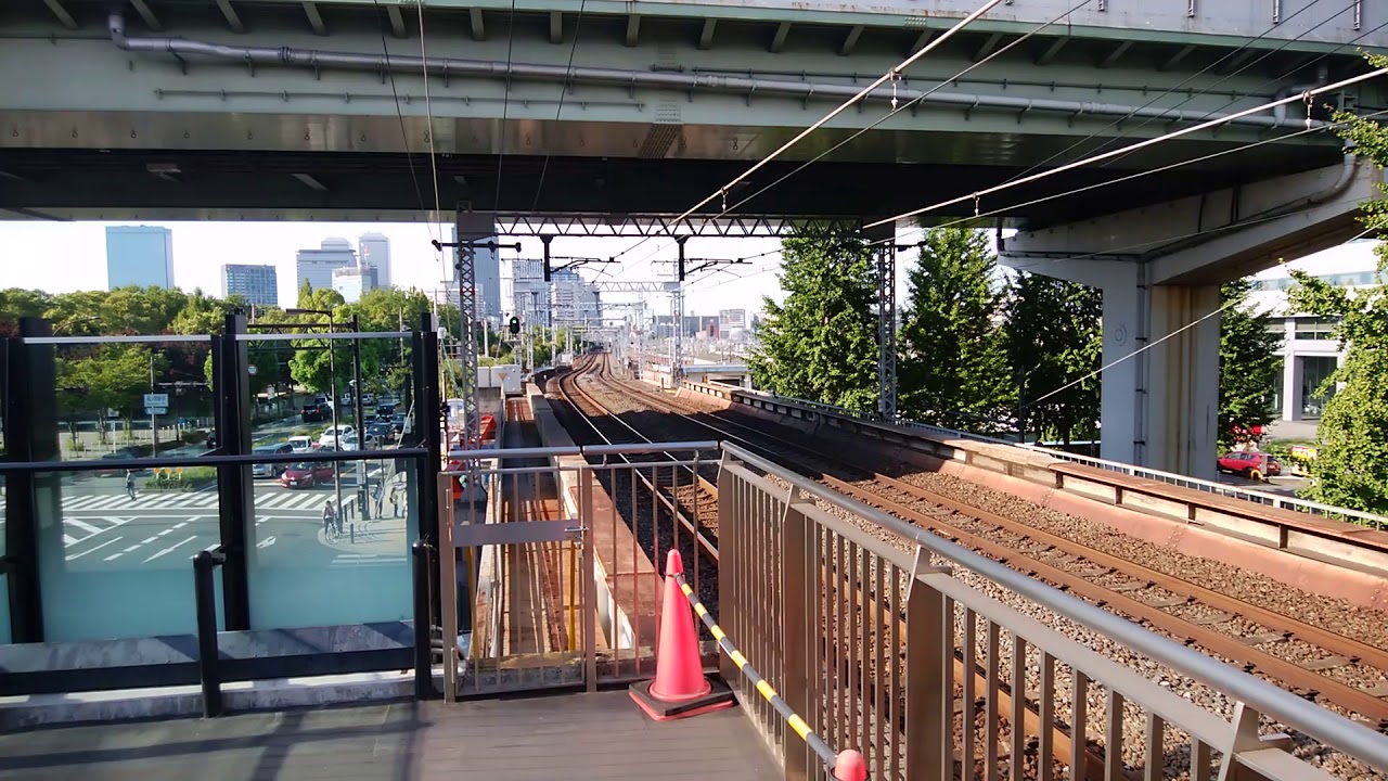 JR Loop line from Morinomiya station（JR環状線、森之宮駅から大阪城公園駅に向けて） - YouTube