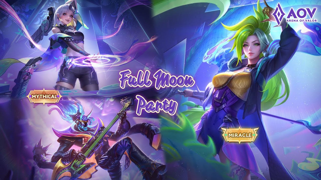 AOV New Skin Violet, Mina, Omen - Full Moon Party Theme - Arena of ...