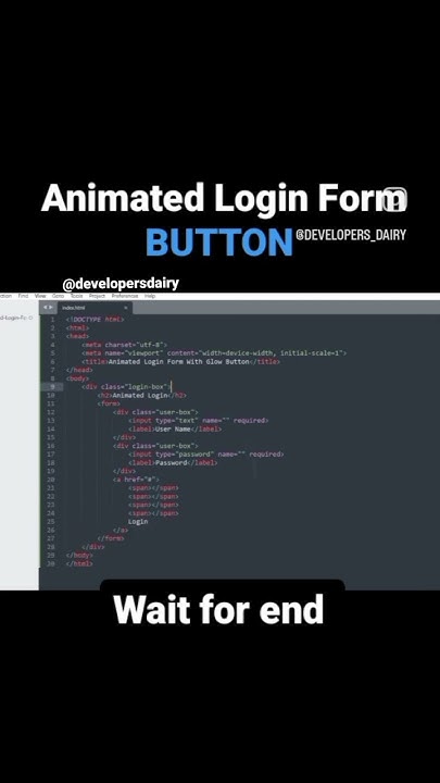 Animated Login Form Button | HTML CSS | Developers dairy #programminglife #coding #coderslife ...