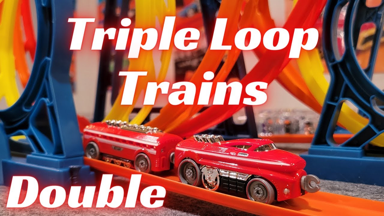 Double Triple Loop Track with Hot Wheels Trains - Doubles - YouTube