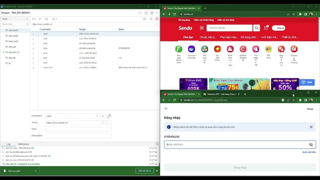 Sử dụng phần mềm Selenium IDE để kiểm thử Website mua hàng trực tuyến Sendo - YouTube