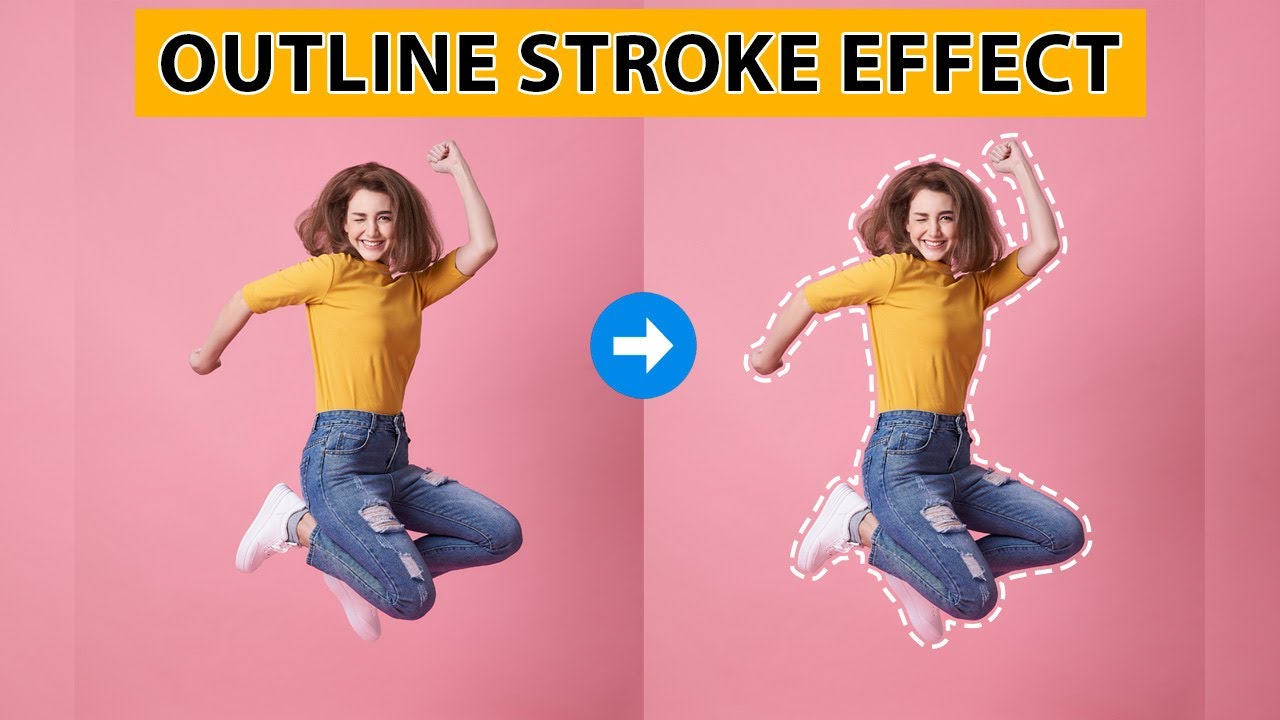 create outline stroke effect in photoshop | photoshop tutorial - YouTube