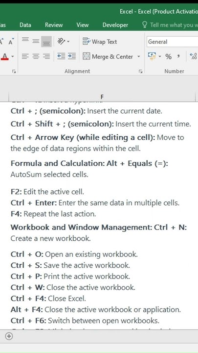 Most Important Shortcut Keys in Excel Must Watch #viral #shortvideo #trending #excel #reels ...