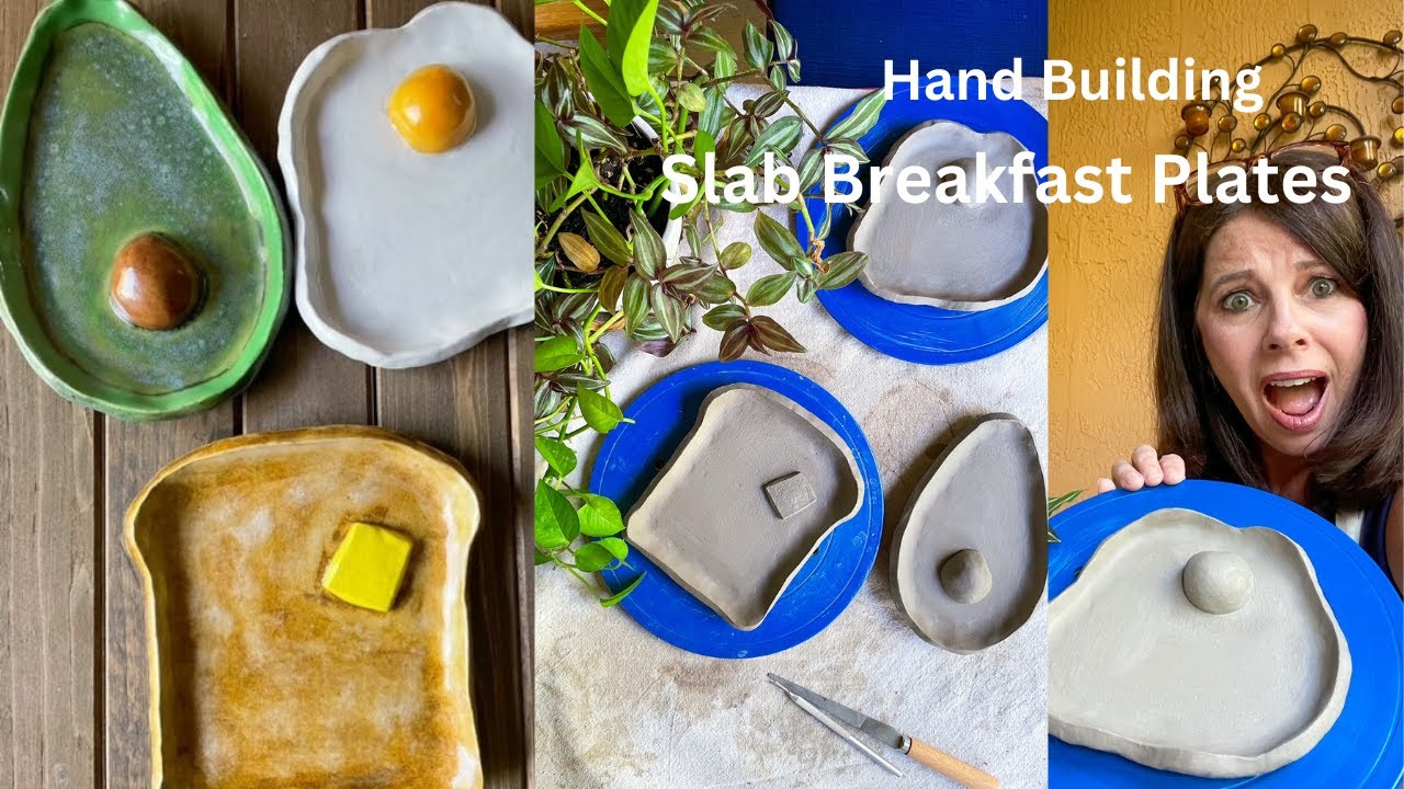 Hand Built Ceramic Breakfast Plates | Slab Building Plates | ASMR ...