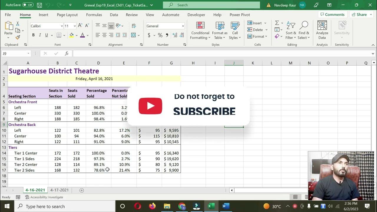 Exp19_Excel_Ch01_Cap_Ticket_Sales | Excel Chapter 1 Capstone - Ticket Sales - YouTube