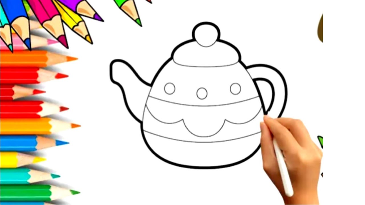 How to draw cute teapot drawing, Painting & Coloring For Kids and ...