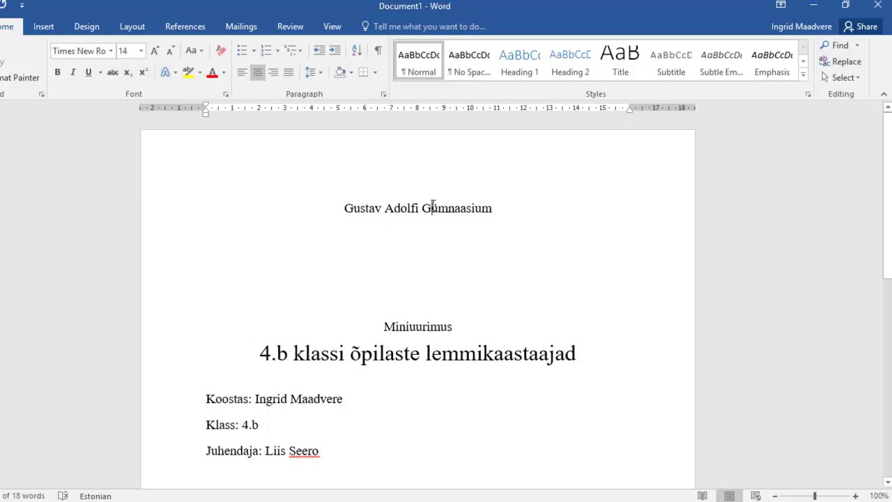 Tiitellehe vormistamine (MS Word) - YouTube