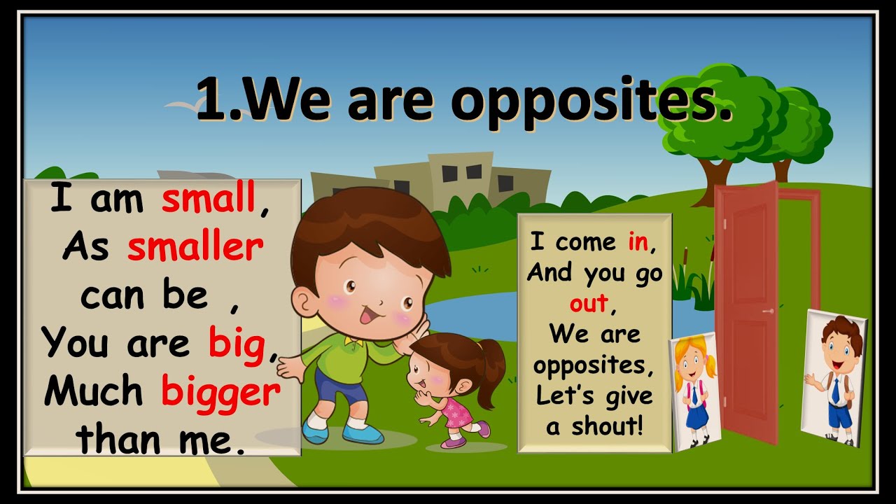 Std 1 English Poem #We are Opposites#Learn with acitvity# - YouTube